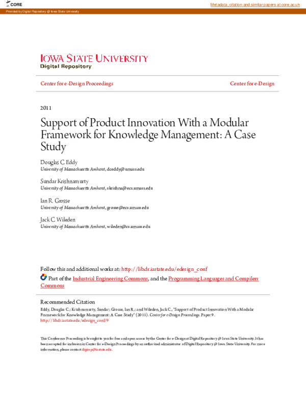 (PDF) Support of Product Innovation With a Modular Framework for ...