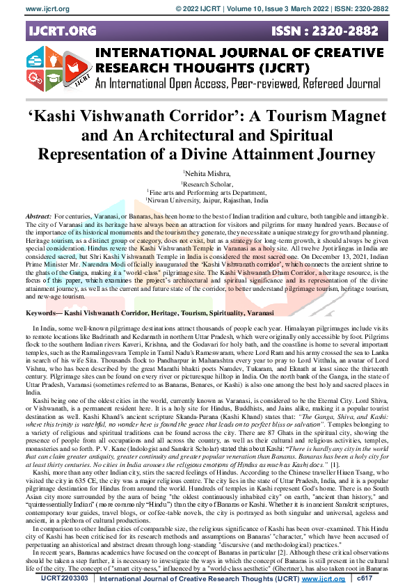 (PDF) 'Kashi Vishwanath Corridor': A Tourism Magnet and An ...