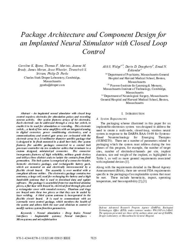 (PDF) Package architecture and component design for an implanted neural stimulator with closed ...