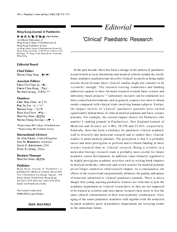 (PDF) Clinical' Paediatric Research