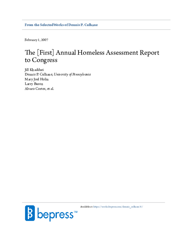 (PDF) The [First] Annual Homeless Assessment Report to Congress