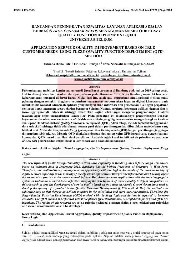 (PDF) Rancangan Peningkatan Kualitas Layanan Aplikasi Sejalan Berbasis True Customer Needs ...
