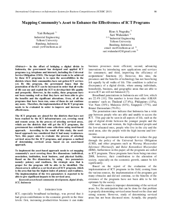 (PDF) Mapping Community’s Asset to Enhance the Effectiveness of ICT ...