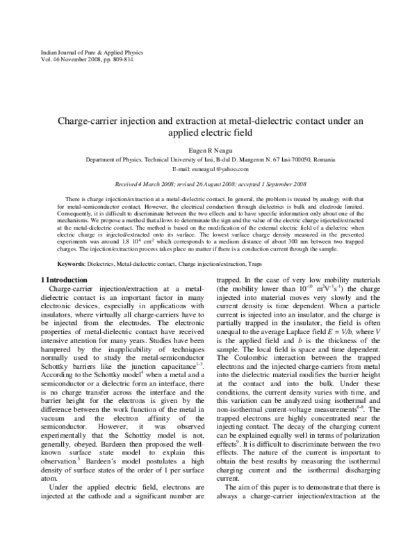 (PDF) Charge-carrier injection and extraction at metal-dielectric ...