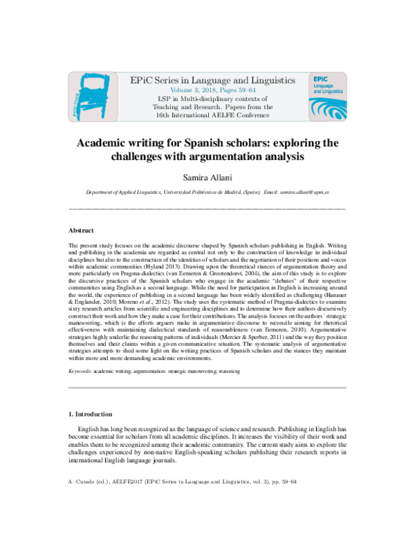 (PDF) Academic writing for Spanish scholars: exploring the challenges ...