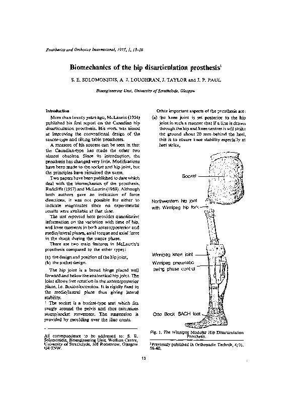 (PDF) Biomechanics of the hip disarticulation prosthesis