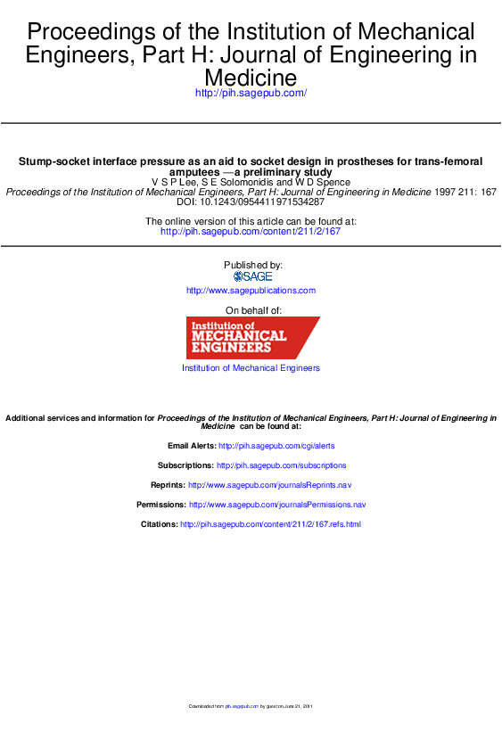 (PDF) Stump-socket interface pressure as an aid to socket design in ...