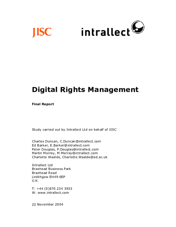 (PDF) Digital Rights Management Final Report Study carried out by ...