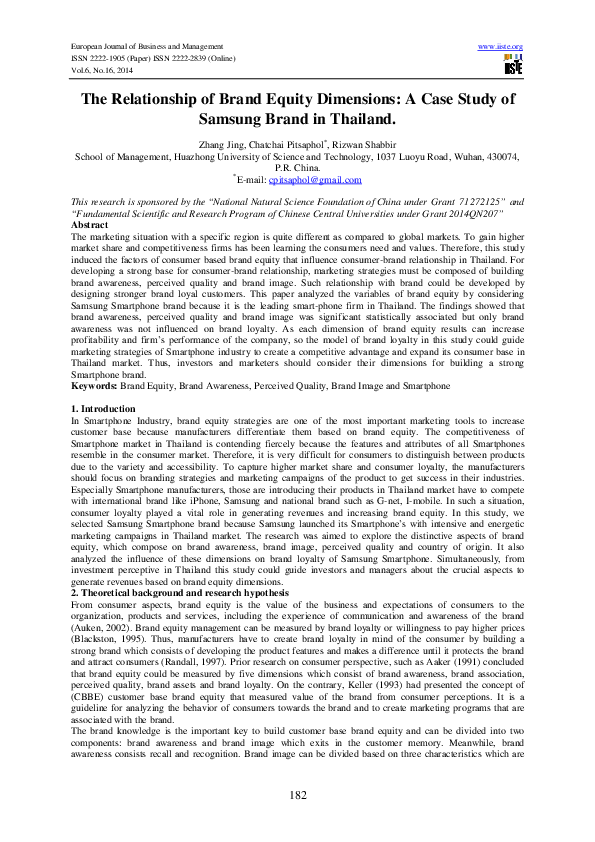 (PDF) The Relationship of Brand Equity Dimensions: A Case Study of ...