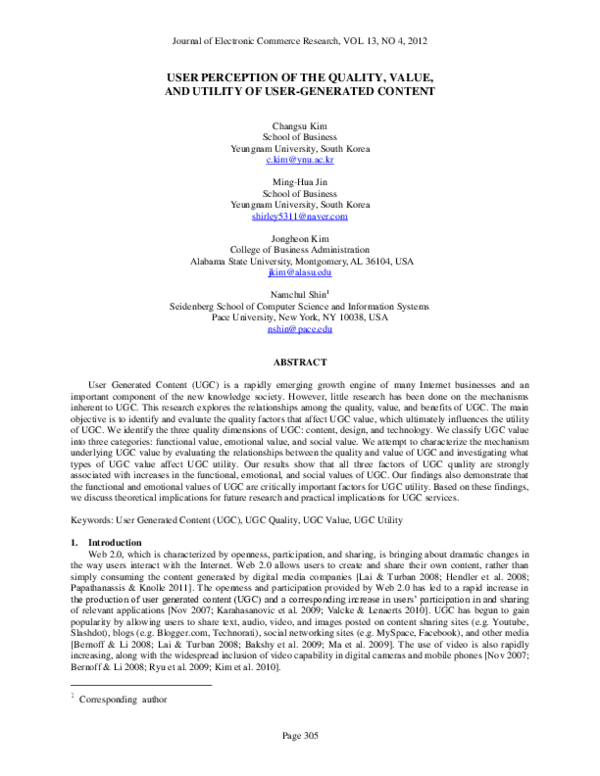 (PDF) User Perception of the Quality, Value, and Utility of User ...