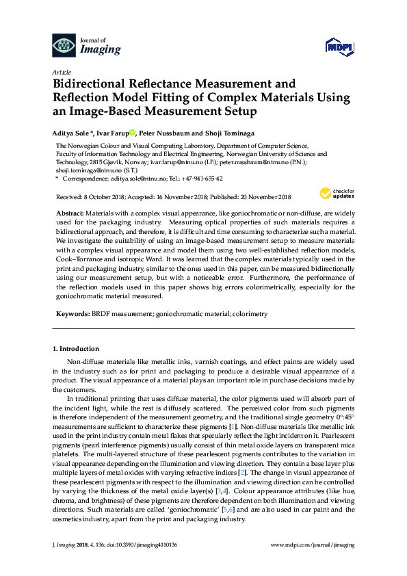 (PDF) Bidirectional Reflectance Measurement and Reflection Model ...