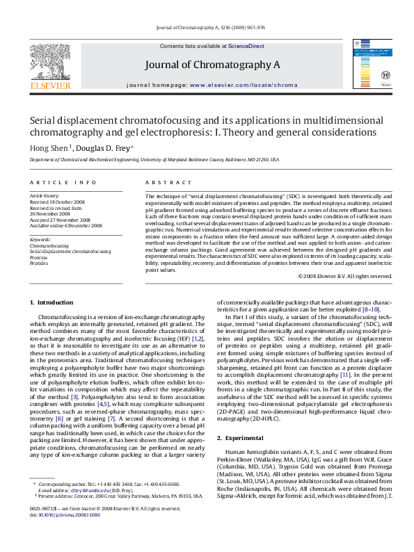 (PDF) Serial displacement chromatofocusing and its applications in ...