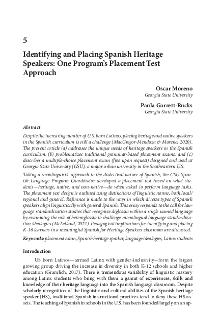 (PDF) Identifying and Placing Spanish Heritage Speakers: One Program’s ...