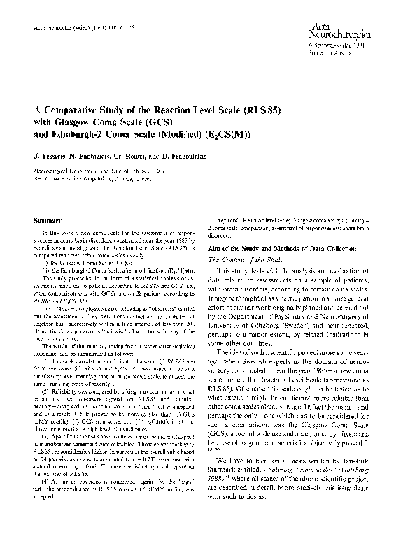 (PDF) A comparative study of the Reaction Level Scale (RLS 85) with ...