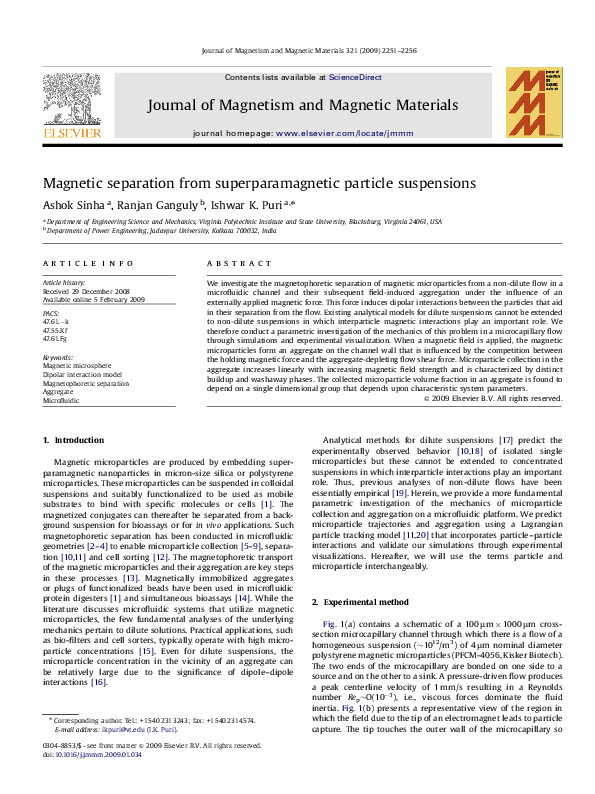 (PDF) Magnetic separation from superparamagnetic particle suspensions