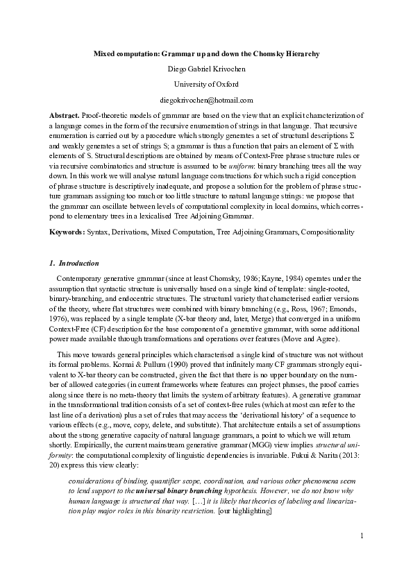 Doc 2021 Mixed Computation Grammar Up And Down The Chomsky Hierarchy