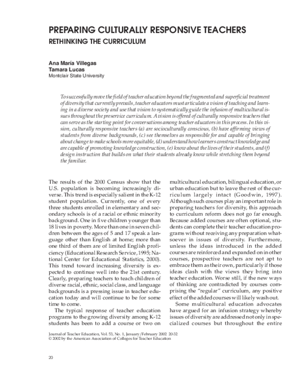 (PDF) Preparing Culturally Responsive Teachers