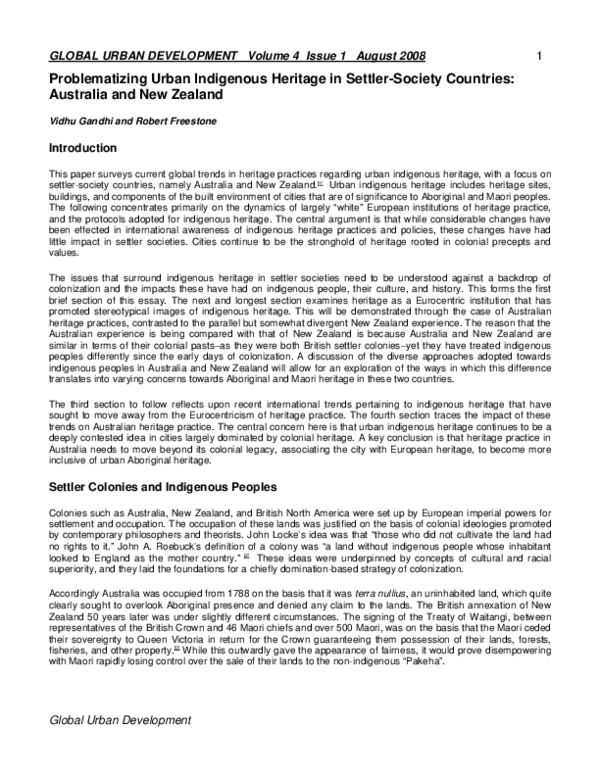 (PDF) Global Urban Development Problematizing Urban Indigenous Heritage ...