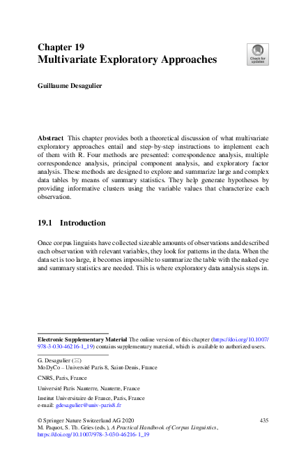 (PDF) Multivariate Exploratory Approaches