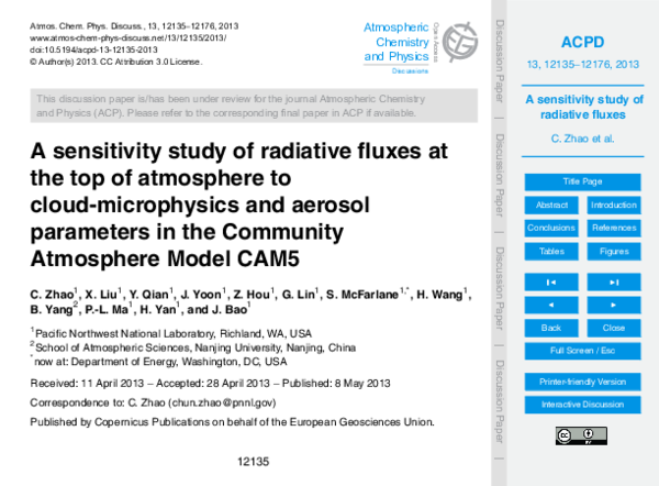 (PDF) A sensitivity study of radiative fluxes at the top of atmosphere to cloud-microphysics and ...