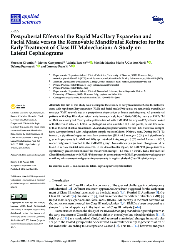 (PDF) Postpubertal Effects of the Rapid Maxillary Expansion and Facial ...