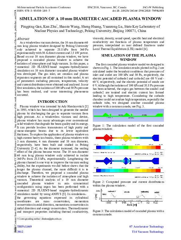 (PDF) Simulation of a 10 mm Diameter Cascaded Plasma Window