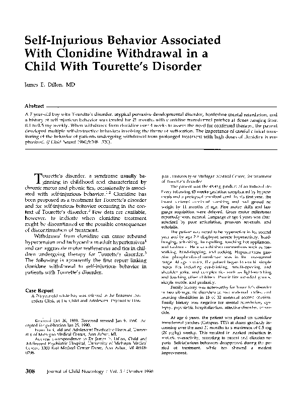 (PDF) Self-Injurious Behavior Associated With Clonidine Withdrawal in a ...