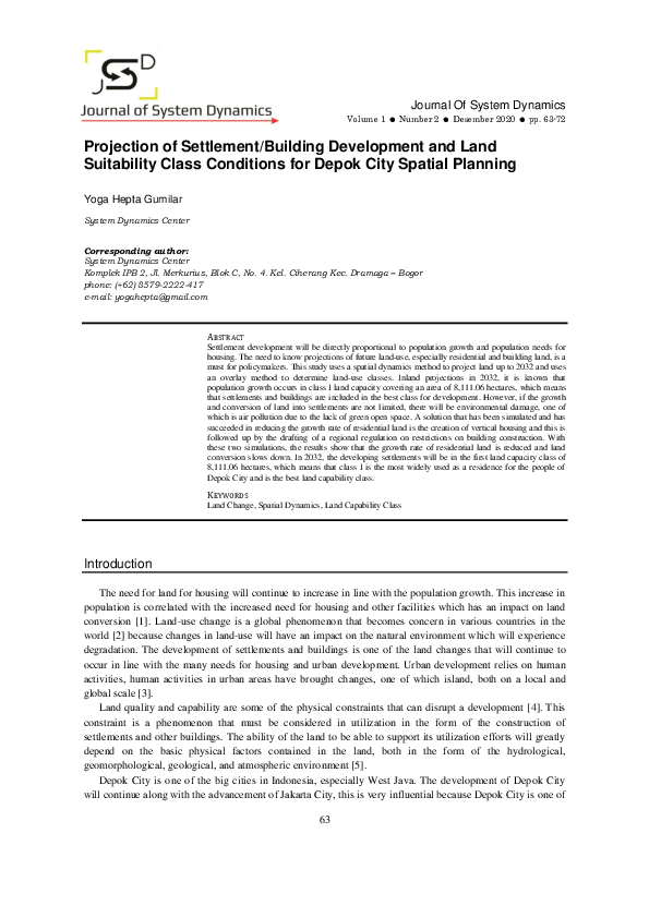 (PDF) Projection of Settlement/Building Development and Land ...