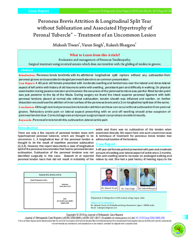 (PDF) Peroneus Brevis Attrition & Longitudinal Split Tear without ...