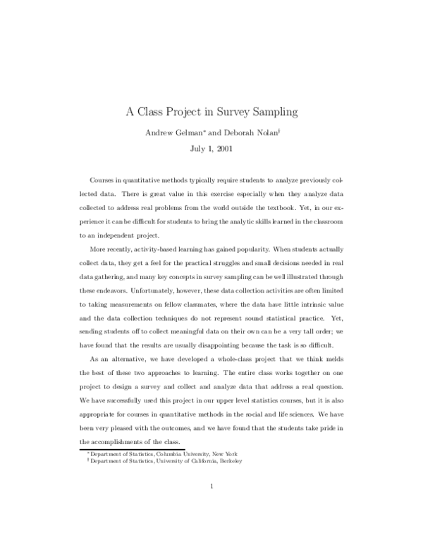 (PDF) A class project in survey sampling