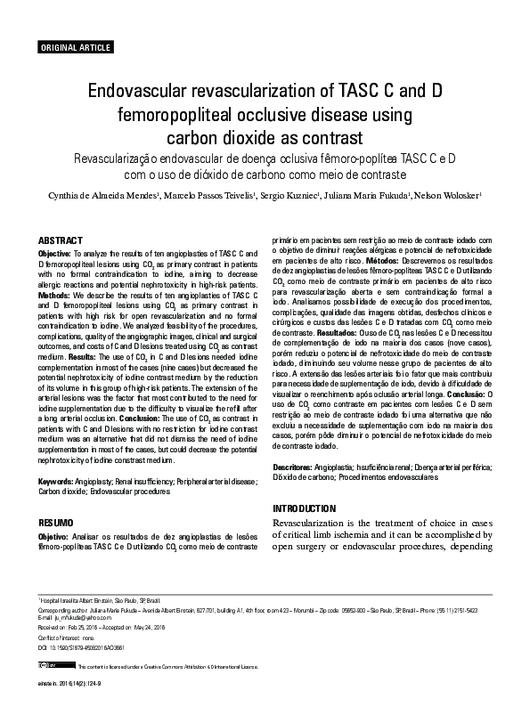 (PDF) Endovascular revascularization of TASC C and D femoropopliteal ...
