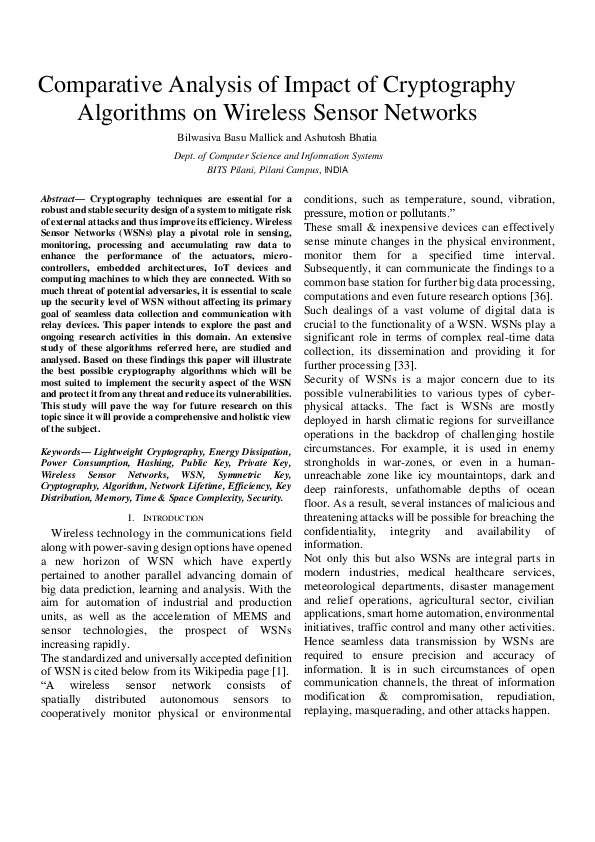Pdf Comparative Analysis Of Impact Of Cryptography Algorithms On