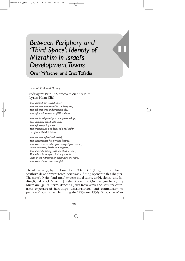 (PDF) Between Periphery and 'Third Space': Identity of Mizrahim in ...