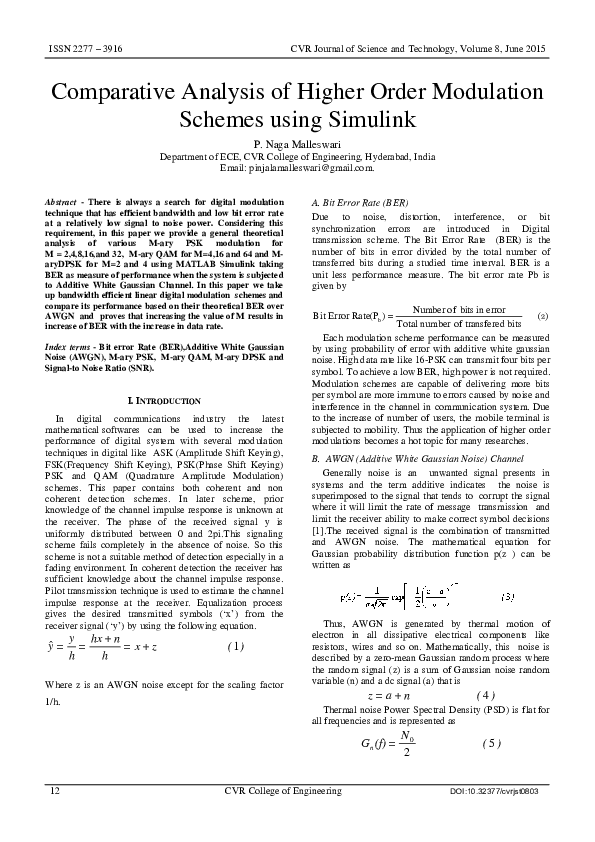 (PDF) Comparative Analysis of Higher Order Modulation Schemes using ...