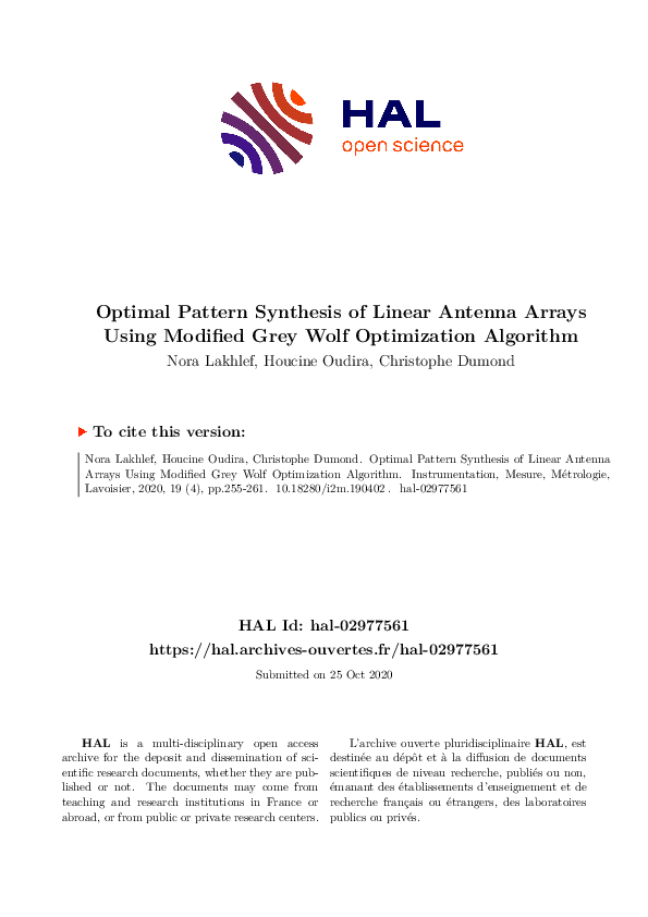 (PDF) Optimal Pattern Synthesis of Linear Antenna Arrays Using Modified ... (PDF) Optimal Pattern Synthesis of Linear Antenna Arrays Using Modified ...