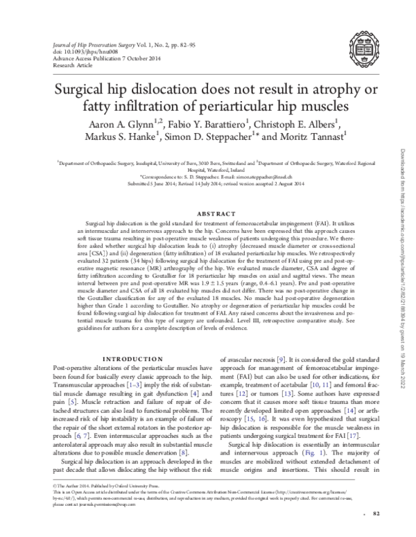 (PDF) Surgical hip dislocation does not result in atrophy or fatty ...