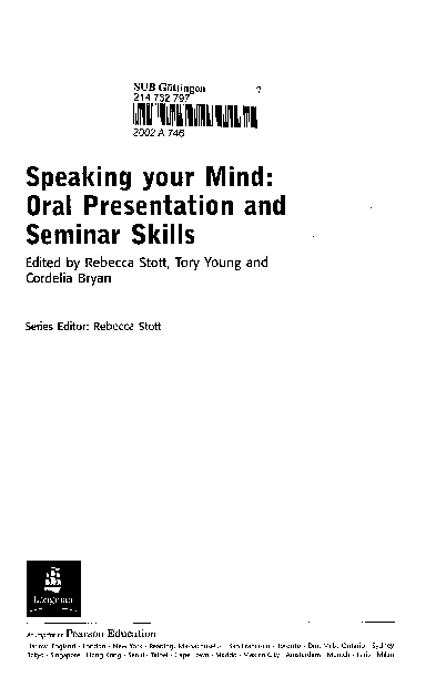 (PDF) Speaking your mind: oral presentation and seminar skills ...