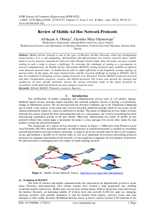 (PDF) Review of Mobile Ad Hoc Network Protocols