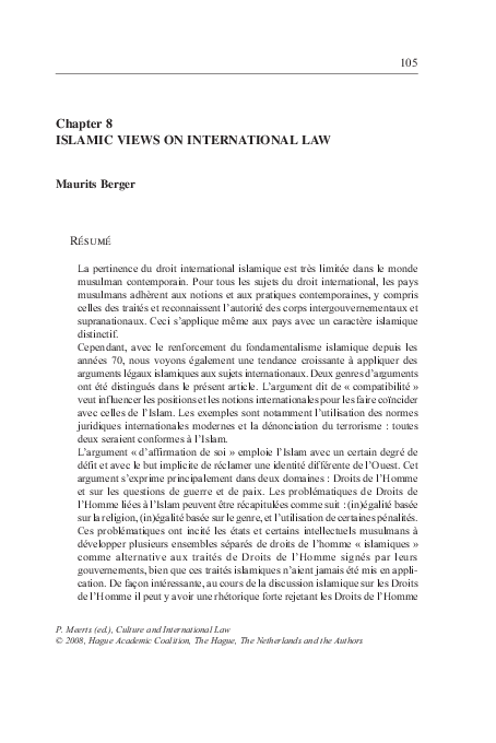 (PDF) Islamic Views On International Law