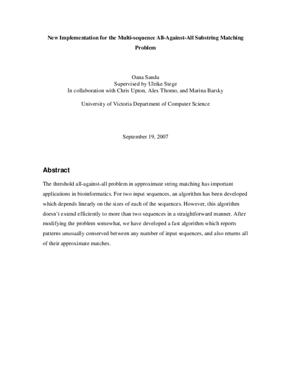(PDF) New Implementation for the Multi-sequence All-Against-All Substring Matching Problem