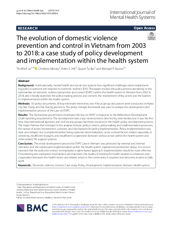 (PDF) The evolution of domestic violence prevention and control in ...