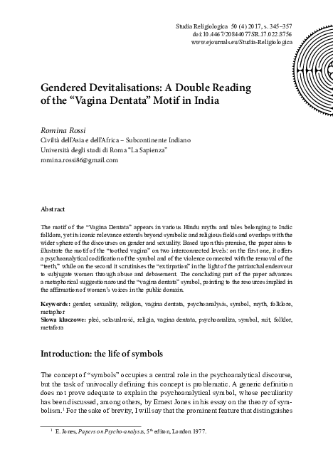 (PDF) Gendered Devitalisations: A Double Reading of the “Vagina Dentata ...