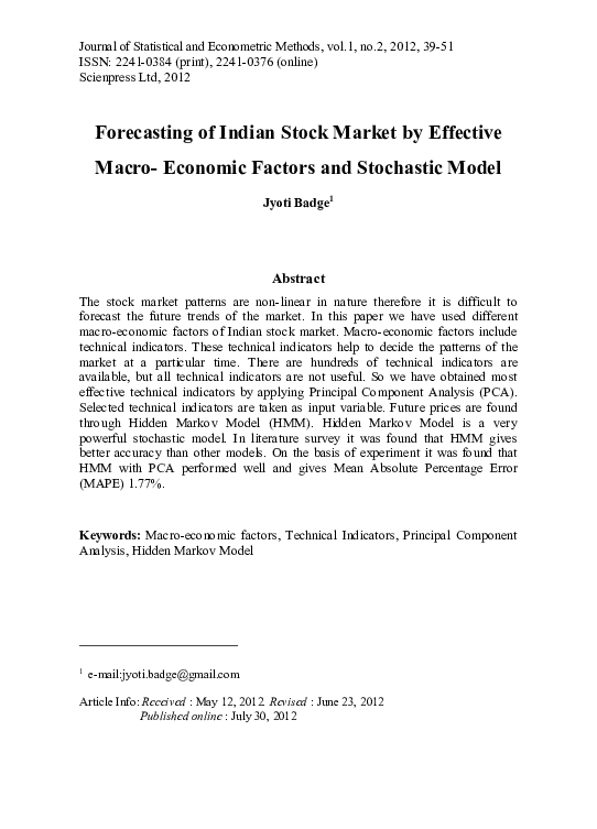 (PDF) Forecasting of Indian Stock Market by Effective Macro- Economic ...