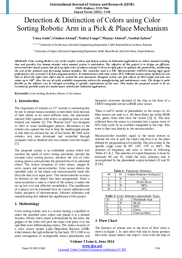 (PDF) Detection & Distinction of Colors using Color Sorting Robotic Arm ...