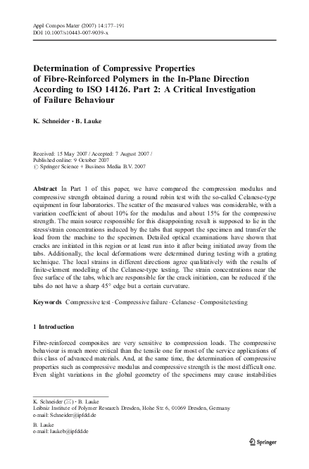 (PDF) Determination of Compressive Properties of Fibre-Reinforced ...