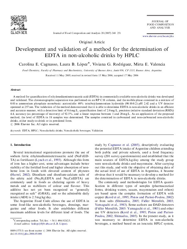 (PDF) Development and validation of a method for the determination of ...
