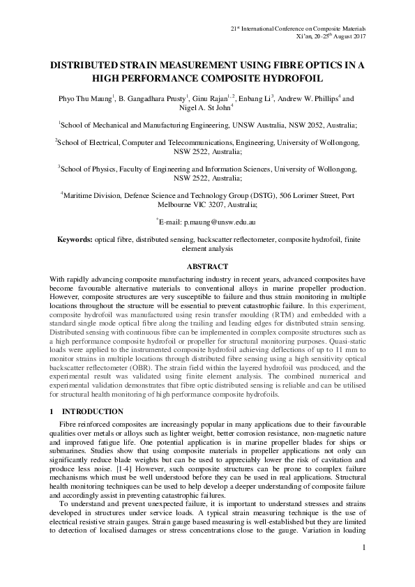 (PDF) Distributed strain measurement using fibre optics in a high performance composite ...