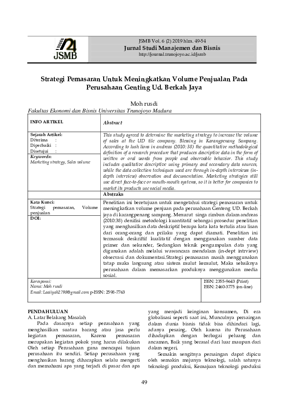 (PDF) Strategi Pemasaran Untuk Meningkatkanvolume Penjualan Cat ...