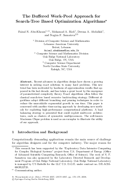 (PDF) The Buffered Work-Pool Approach for Search-Tree Based ...