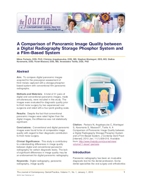 (PDF) A comparison of panoramic image quality between a digital ...